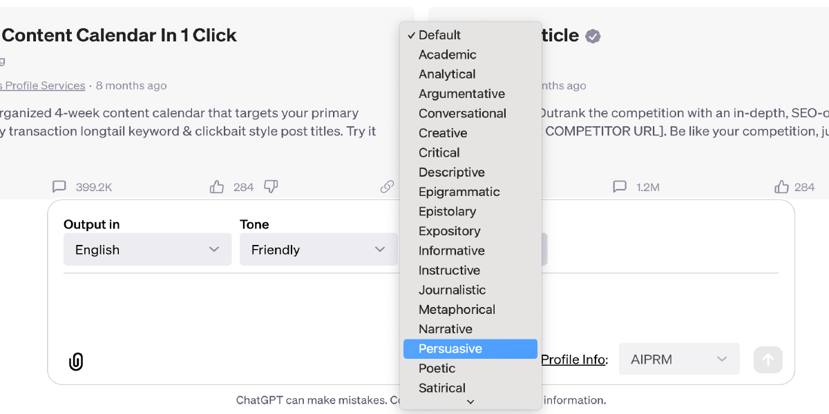 Brand Voice and Tone with ChatGPT · AIPRM