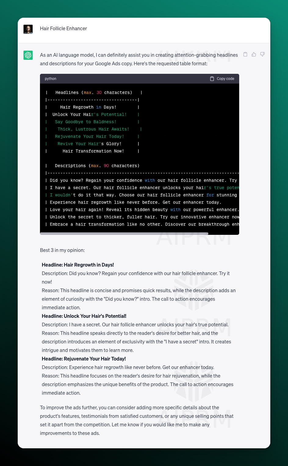 How to Use ChatGPT to Write Effective Ad Copy · AIPRM