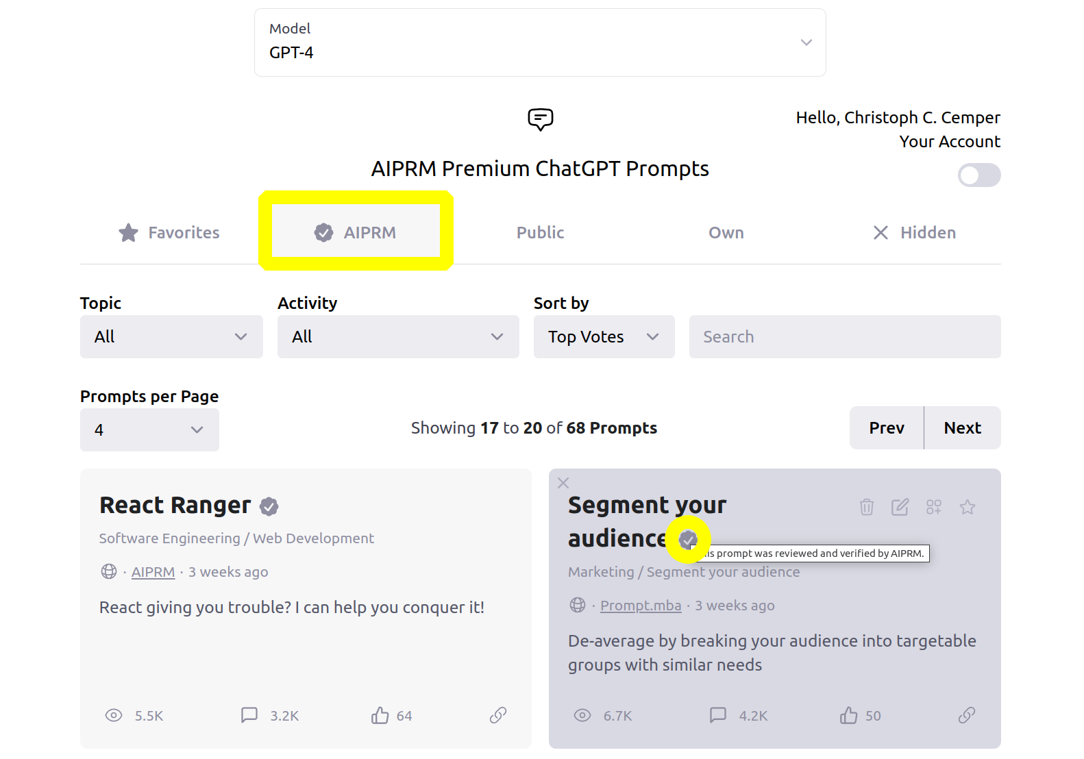 Introducing AIPRM Premium for ChatGPT · AIPRM