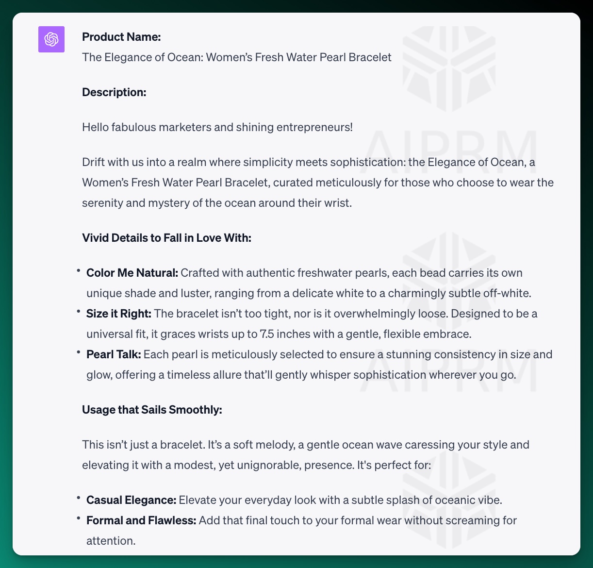 How to Use ChatGPT as a Product Description Generator · AIPRM