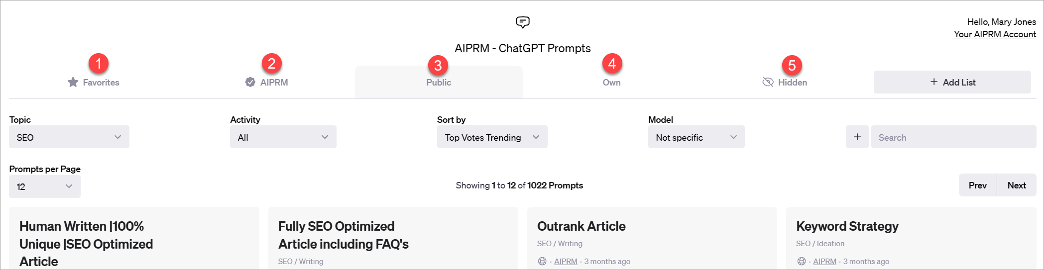 Aprende a crear una lista · AIPRM