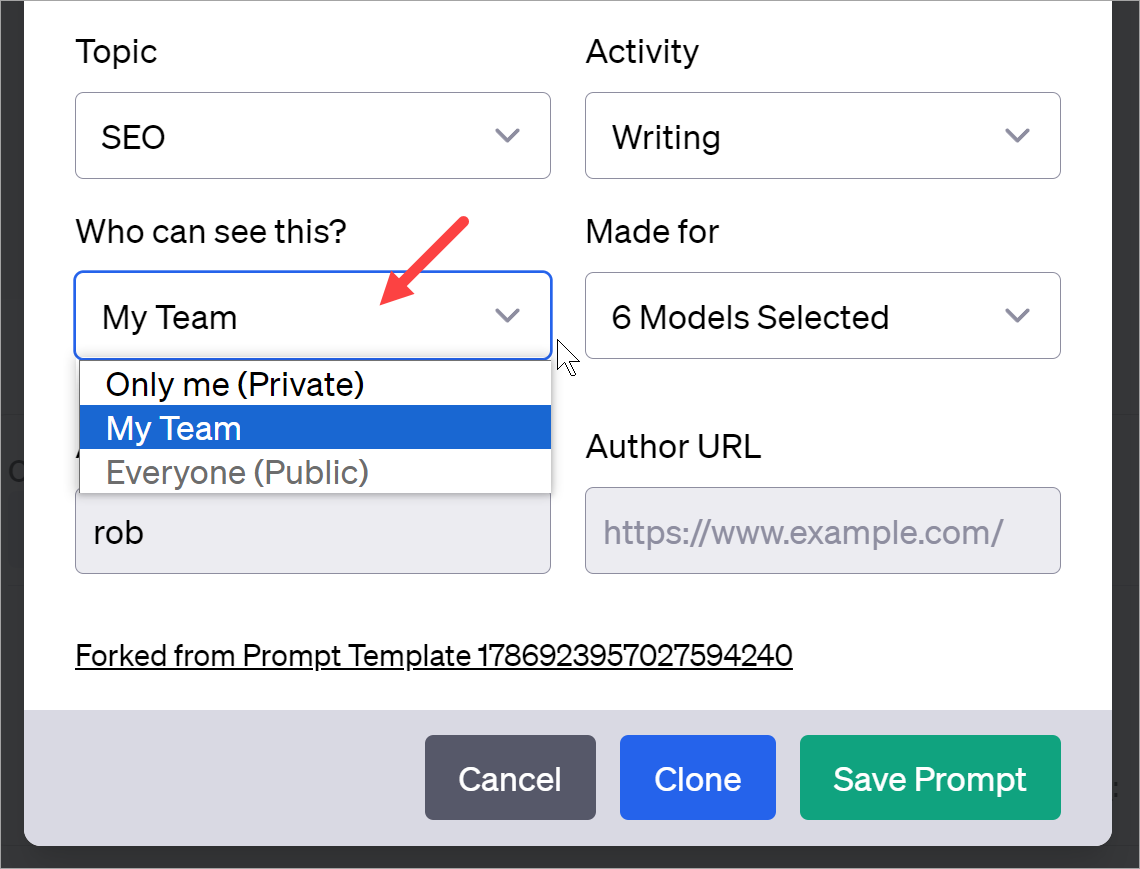 Crear un equipo · AIPRM