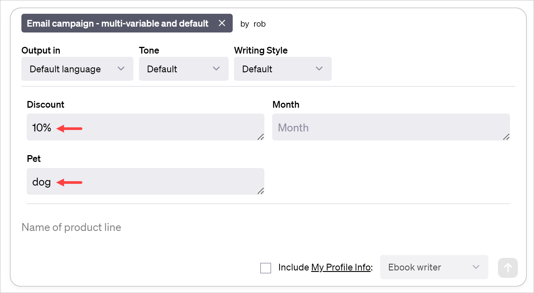 Como usar variáveis em prompts com o AIPRM · AIPRM