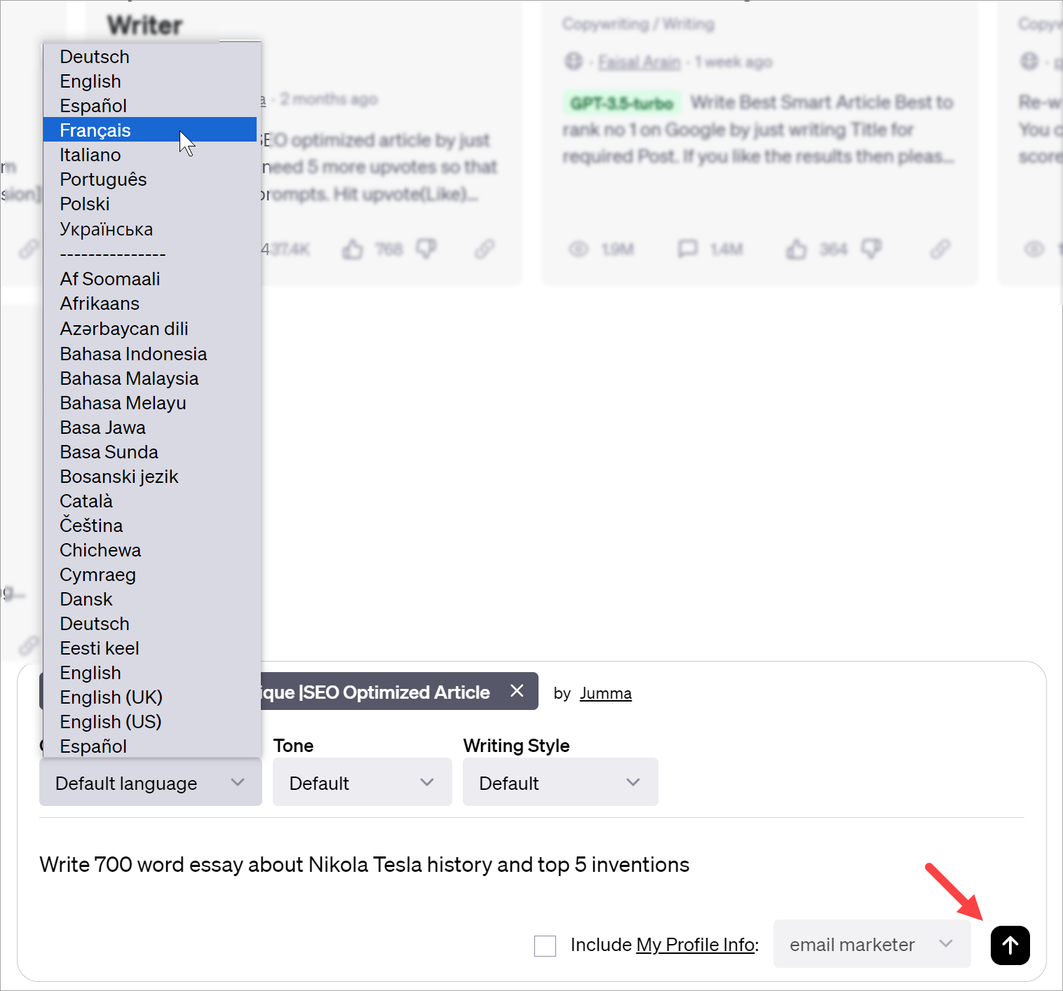 Set the Language · AIPRM